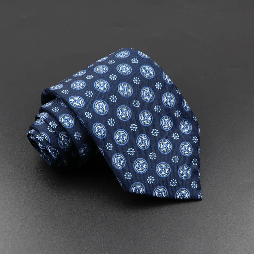 Montmorin - Navy & Light Blue Medallion Pattern Necktie