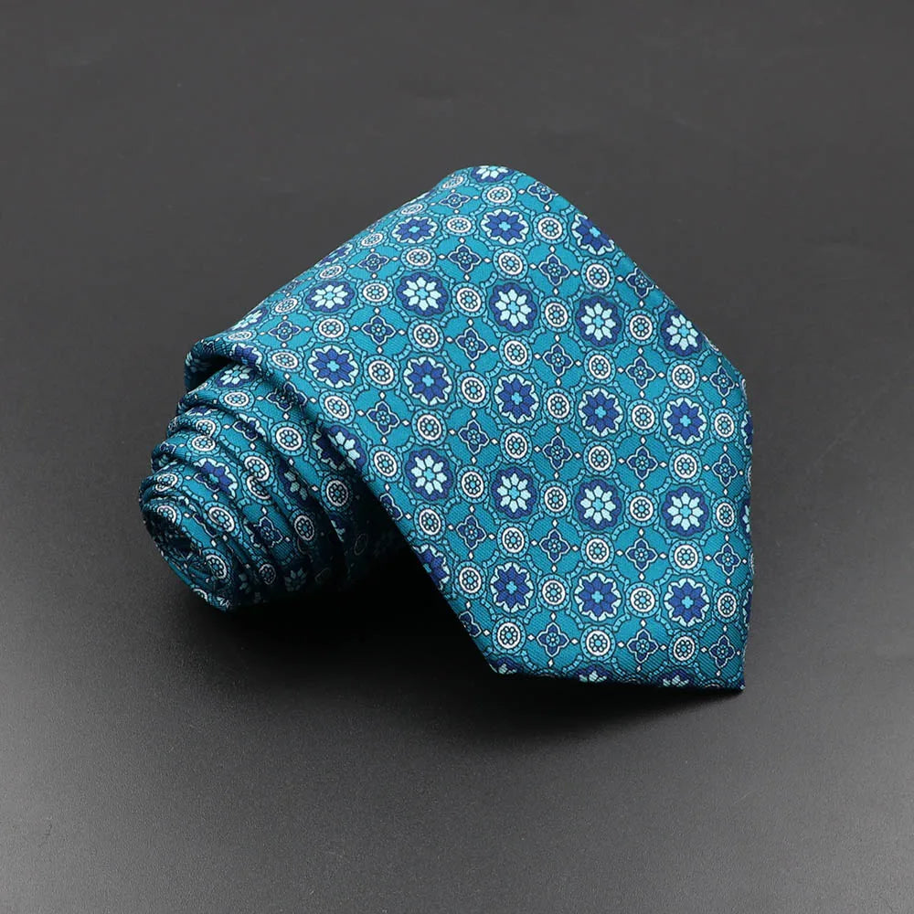 La Tremouille - Teal & Blue Floral Medallion Necktie