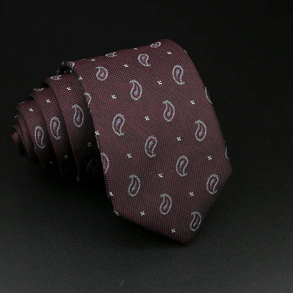 Palafox - Burgundy & Silver Small Paisley Tie