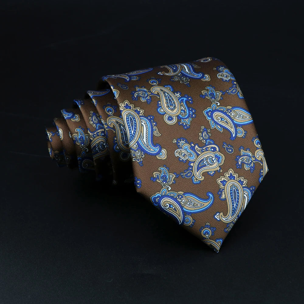Bonzi - Brown Tie with Blue and Gold Paisley Pattern