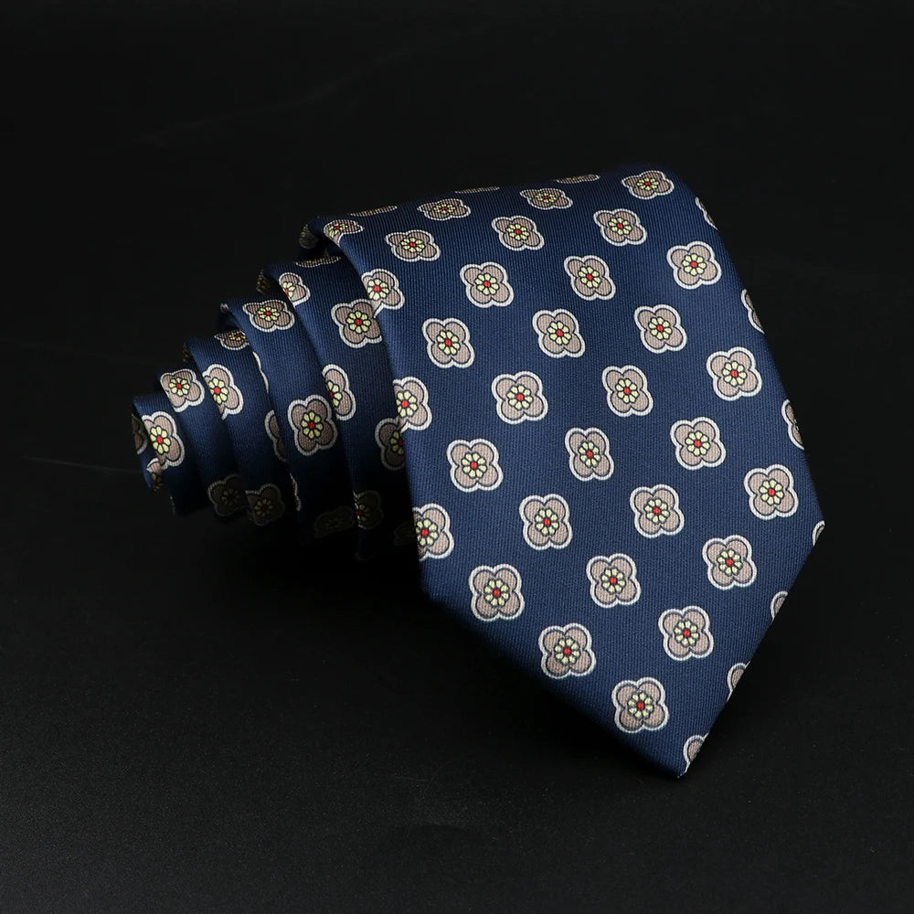 Ardinghelli - Cream Petal Micro Floral Tie – Navy Base