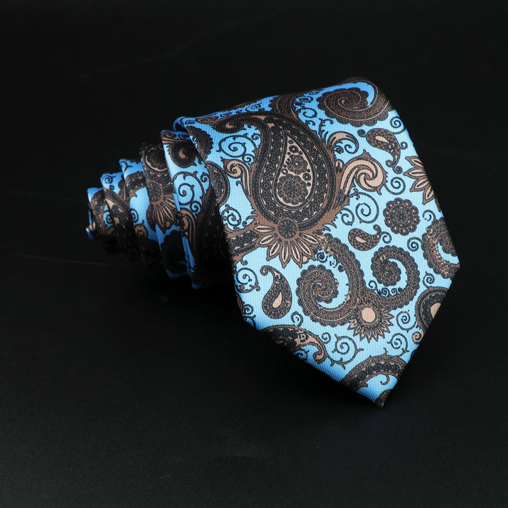 Marzano - Powder Blue & Cocoa Paisley Tie