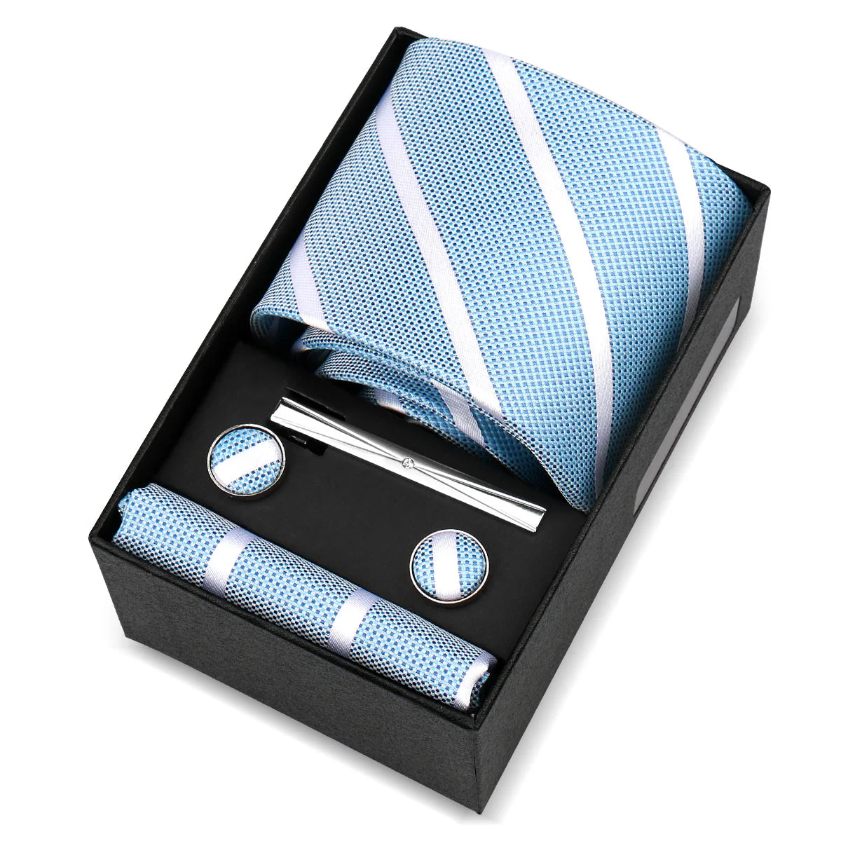d’Harcourt - Classic Sky Blue & White Striped Tie